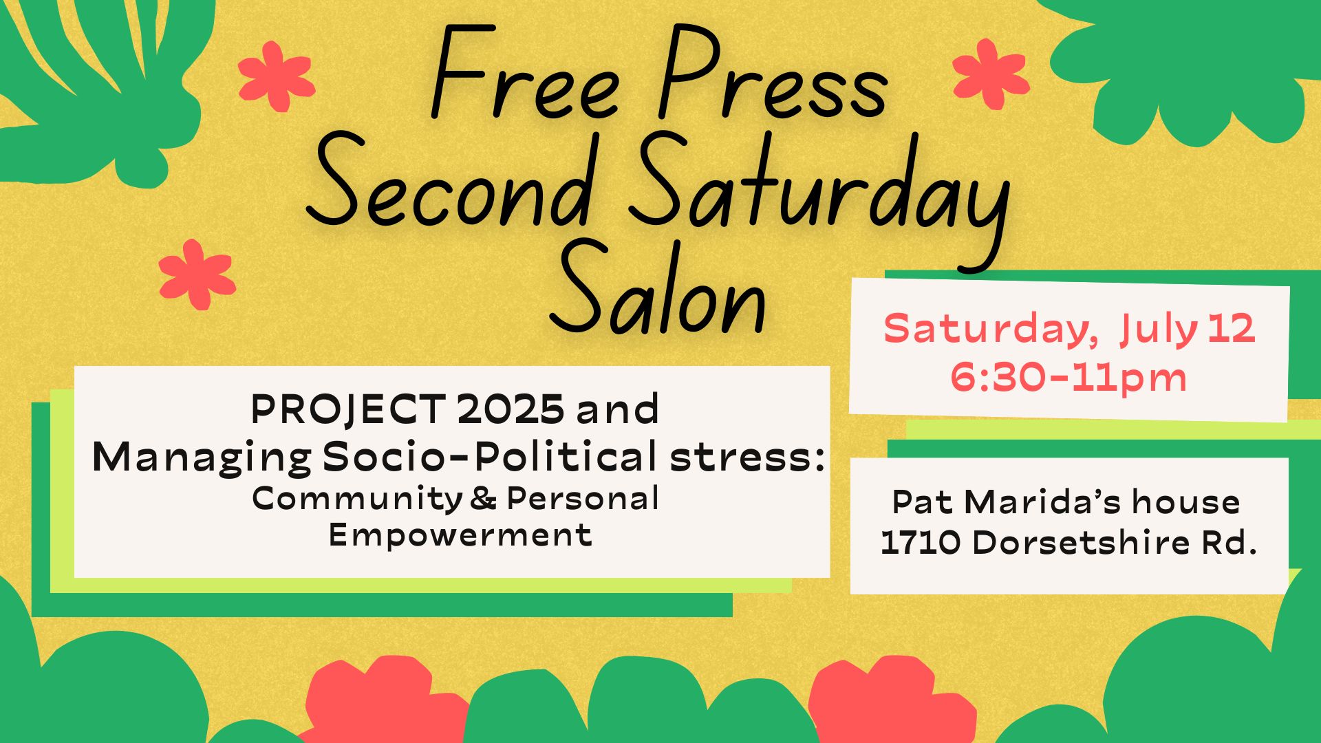 How to deal with socio-political stress at tonight's Free Press Salon ...