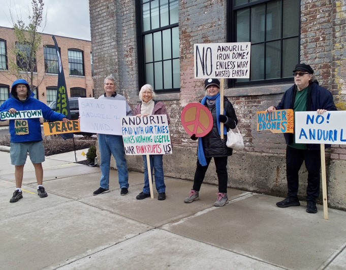 Anduril protest held at Columbus Metropolitan Club today ...