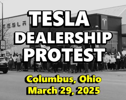 Anti-Elon Anti-Tesla protest draws hundreds in Columbus ...